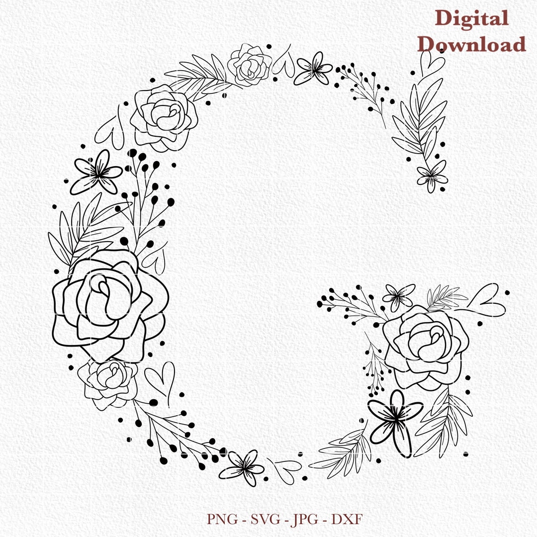 Flower Alphabet G Svg Monogram Svg Alphabet Svg Monogram Letter G Svg ...