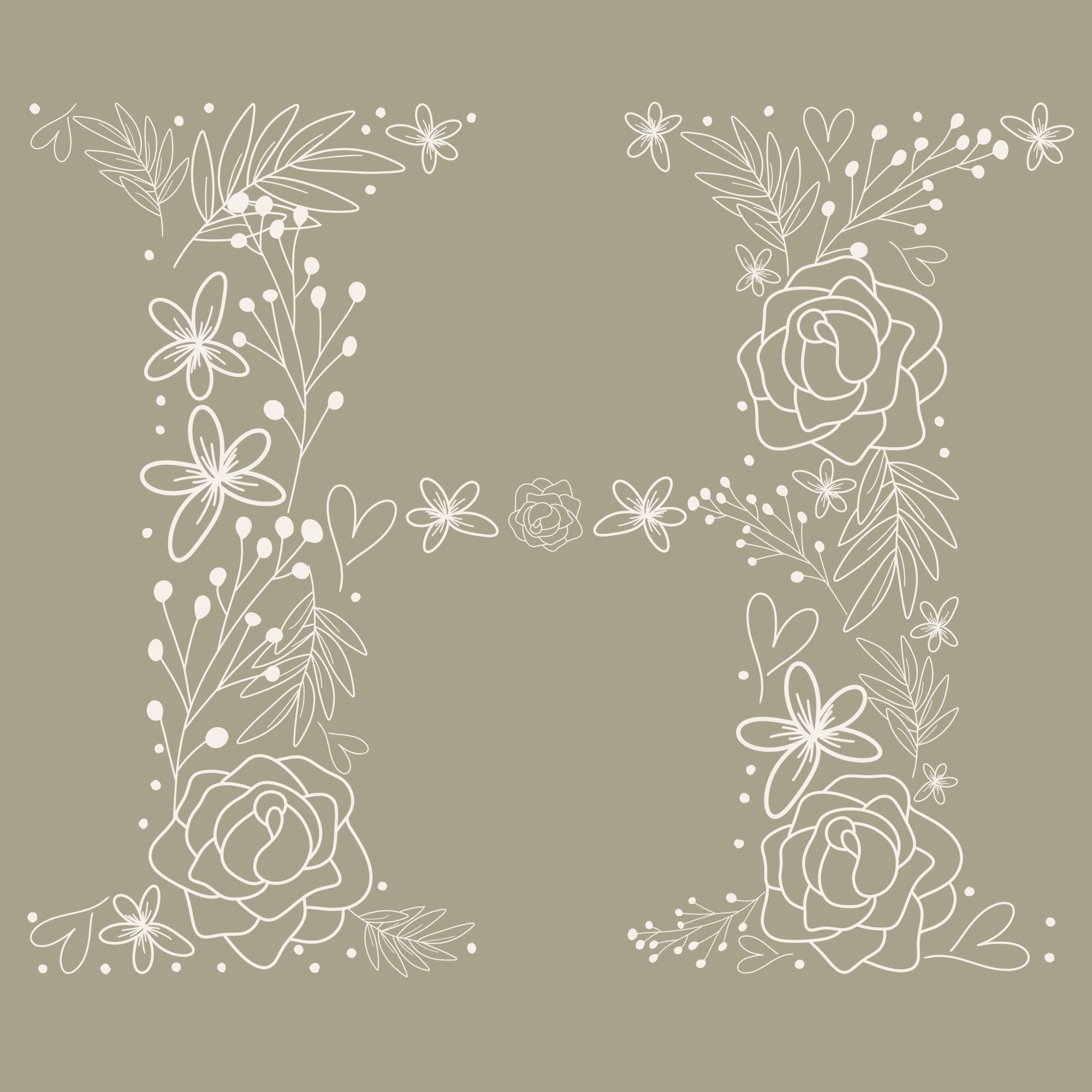 Flower Alphabet H Svg Monogram Svg Alphabet Svg Monogram Letter H Svg ...