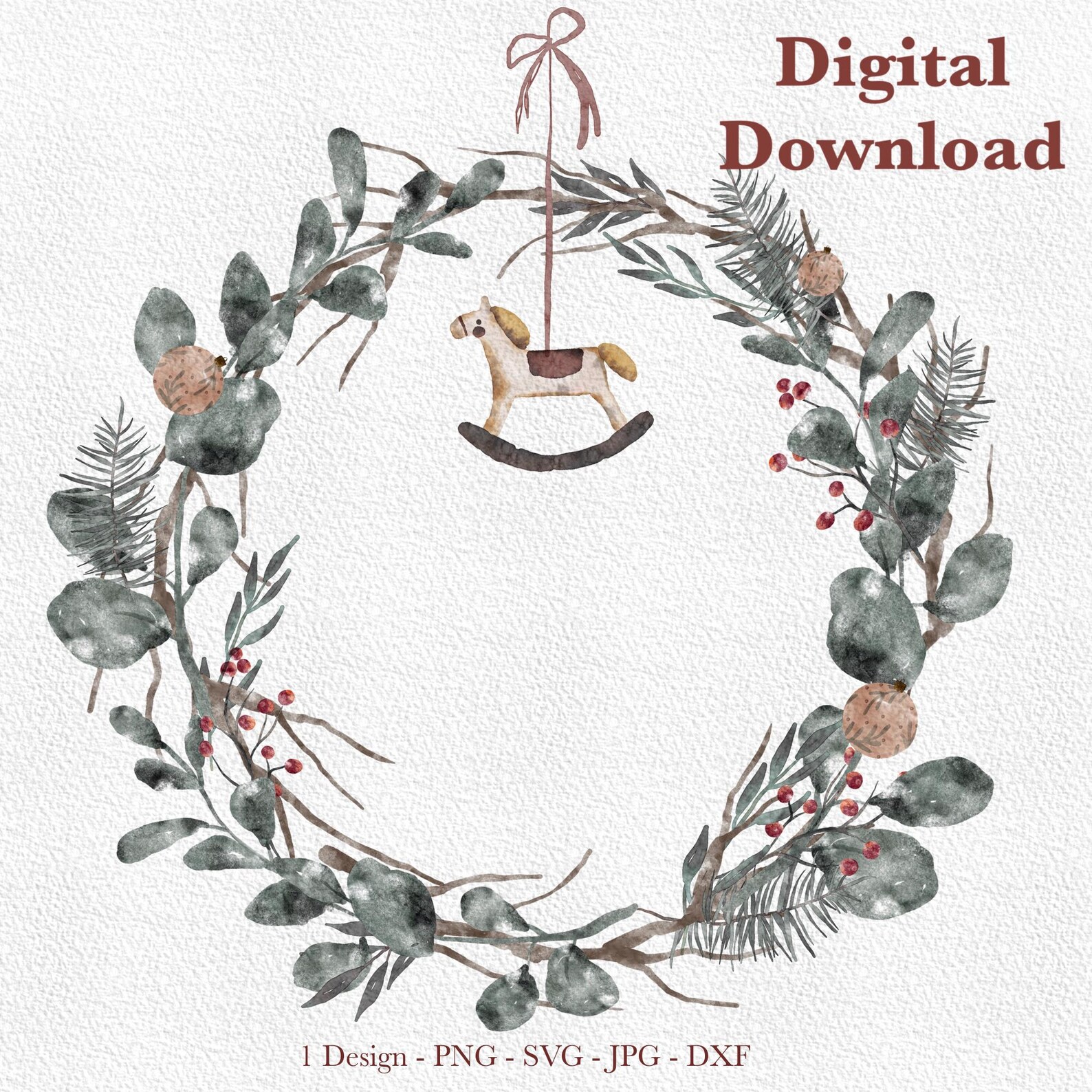 Weihnachtskranz Clipart Png, Jpg, Dxf & Svg Dateien Aquarelloptik Vektorgrafik Perfekt für ...