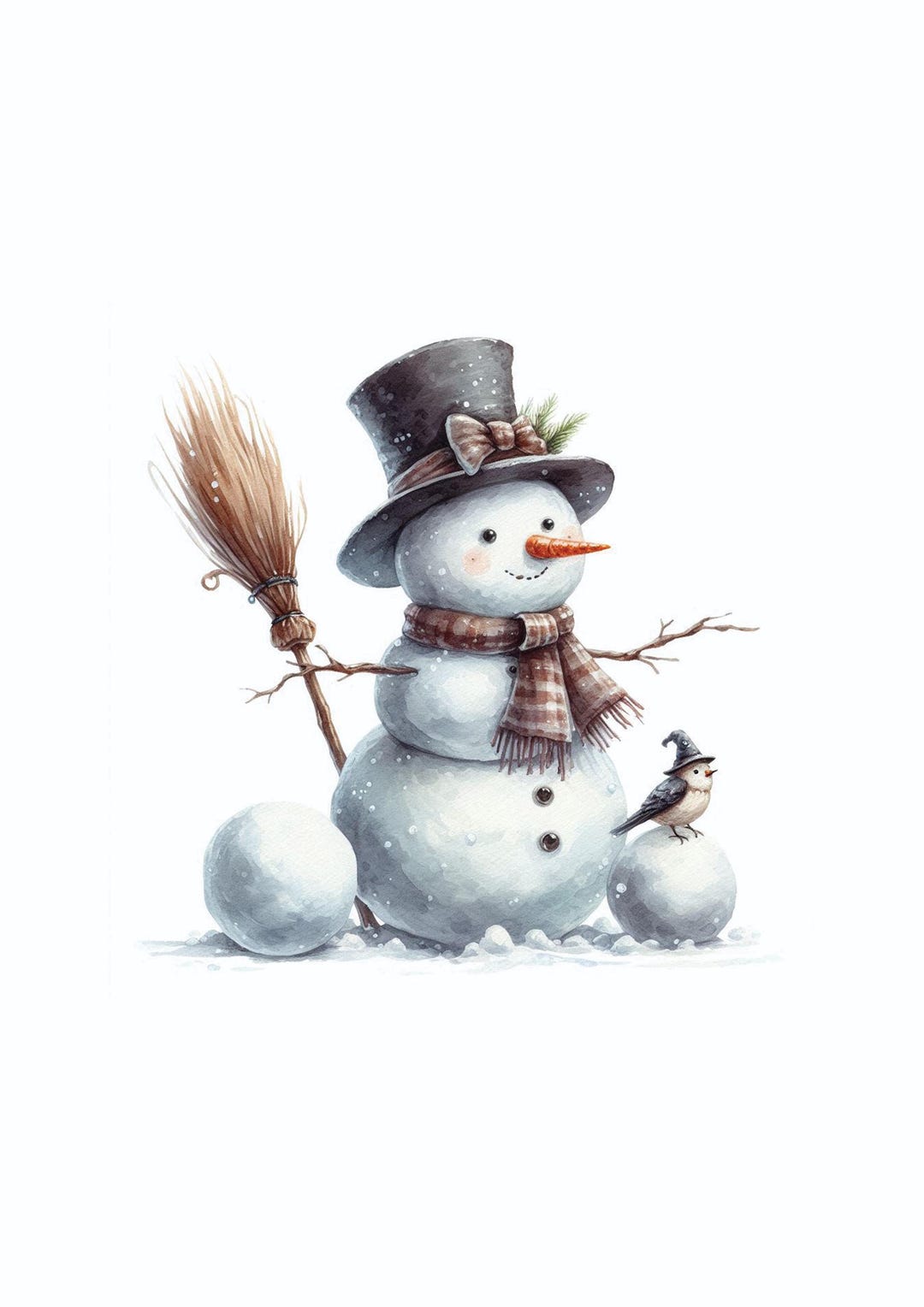 Snowman Printable Artwork, Cute Winter Print, A3 Size Art, JPG & PDF ...