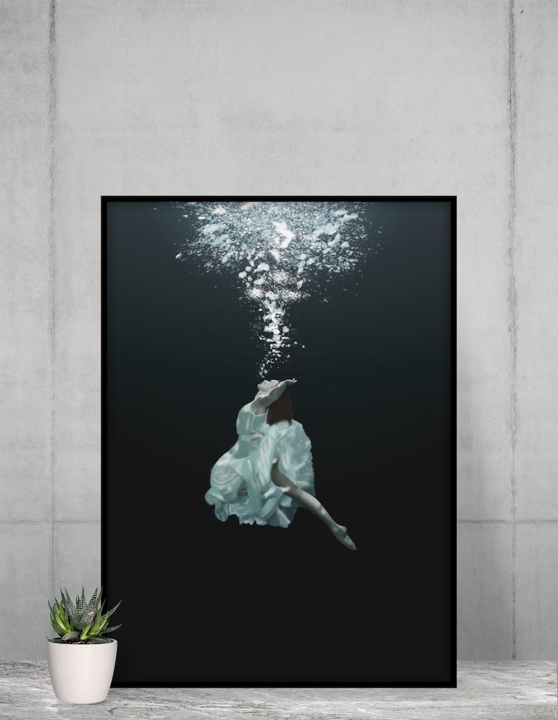 Swimmer in a Deep Sea, Printable Digital Wall Art, Gift Wall Art. - Etsy