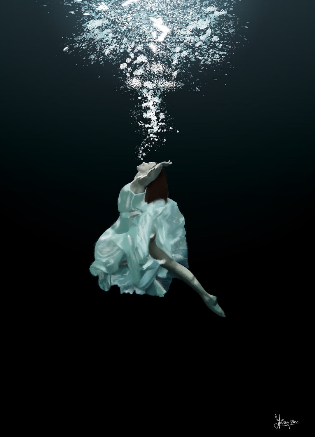 Swimmer in a Deep Sea, Printable Digital Wall Art, Gift Wall Art. - Etsy