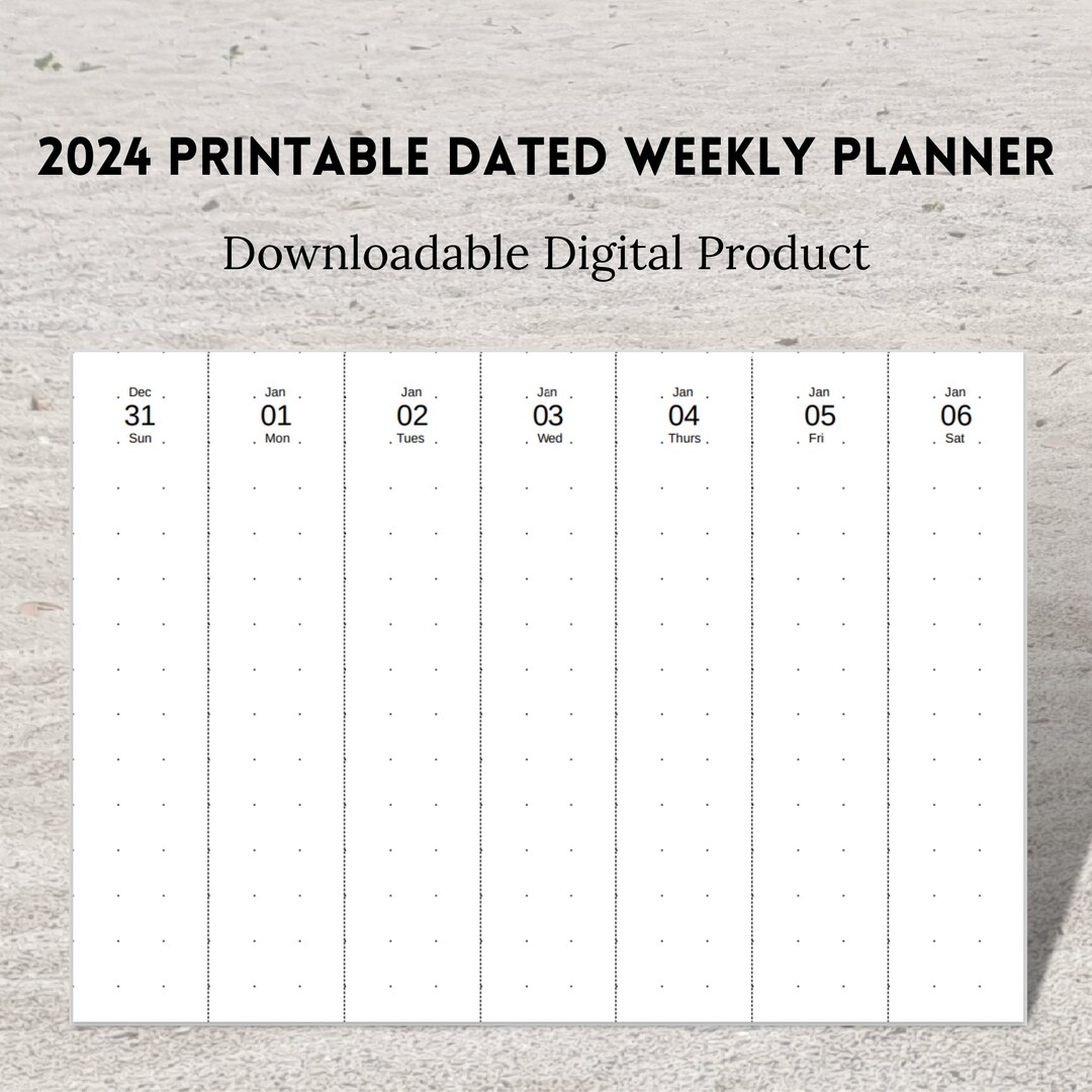 Printable 2024 Weekly Dated Planner Sunday Start Landscape - Etsy
