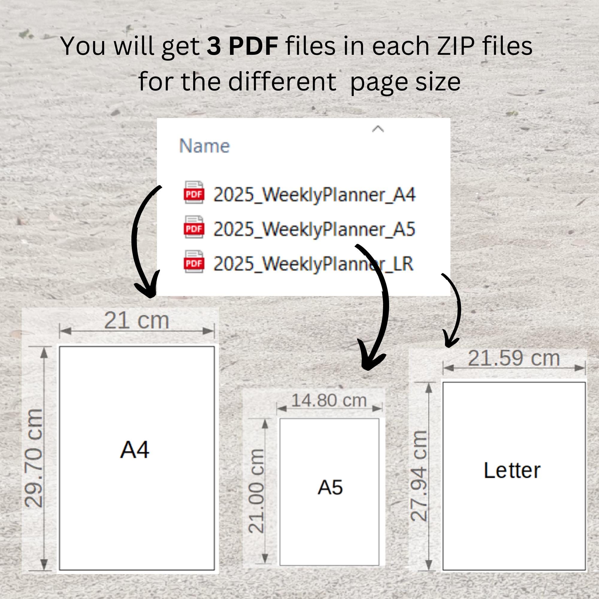 Printable 2025 Weekly Dated Planner, Sunday Start, Portrait, Horizontal ...