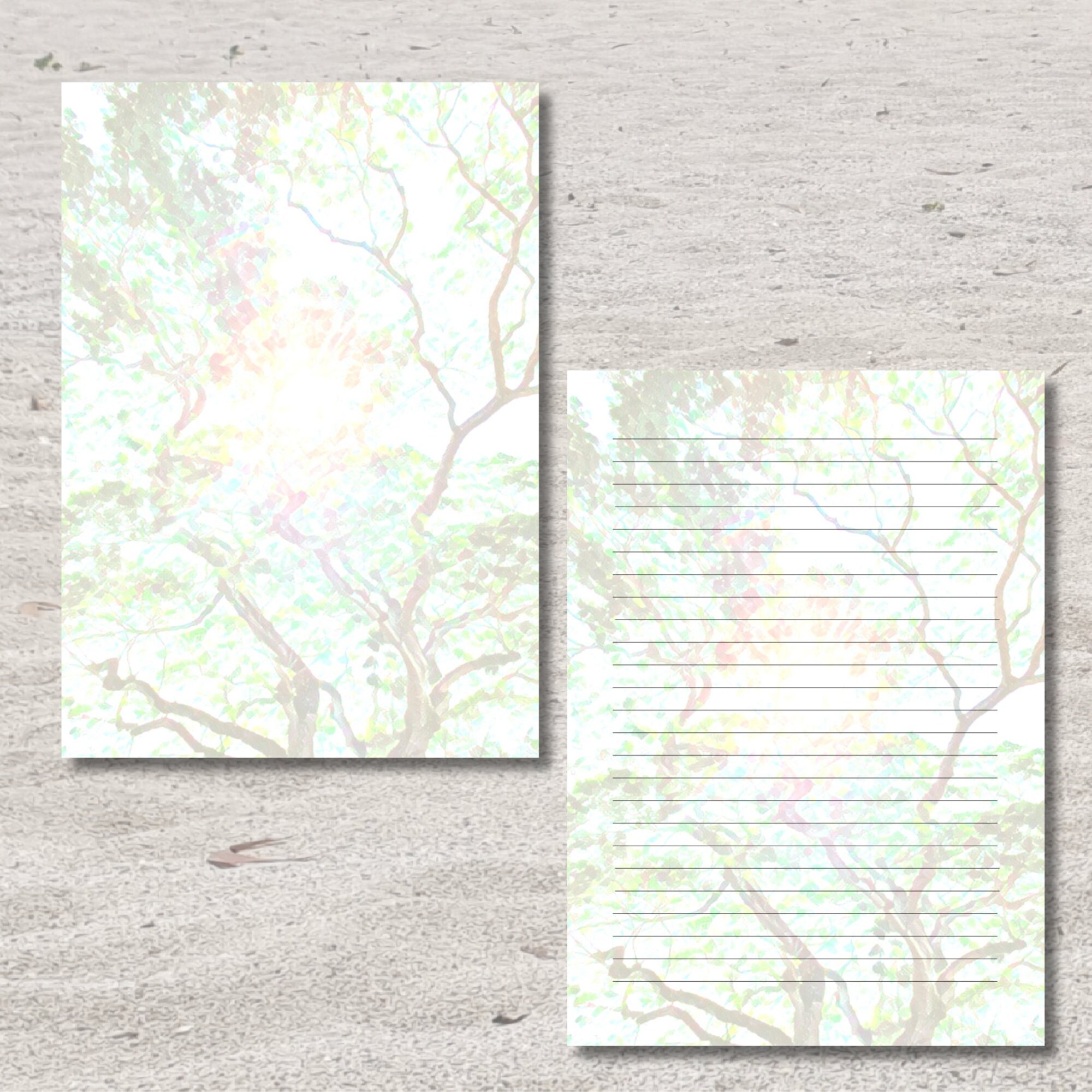 Printable Stationary, Tree Design, Lined and Blank, A4, A5 and Letter ...