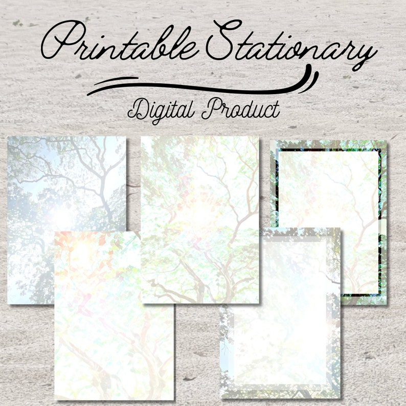 Printable Stationary, Tree Design, Lined and Blank, A4, A5 and Letter ...