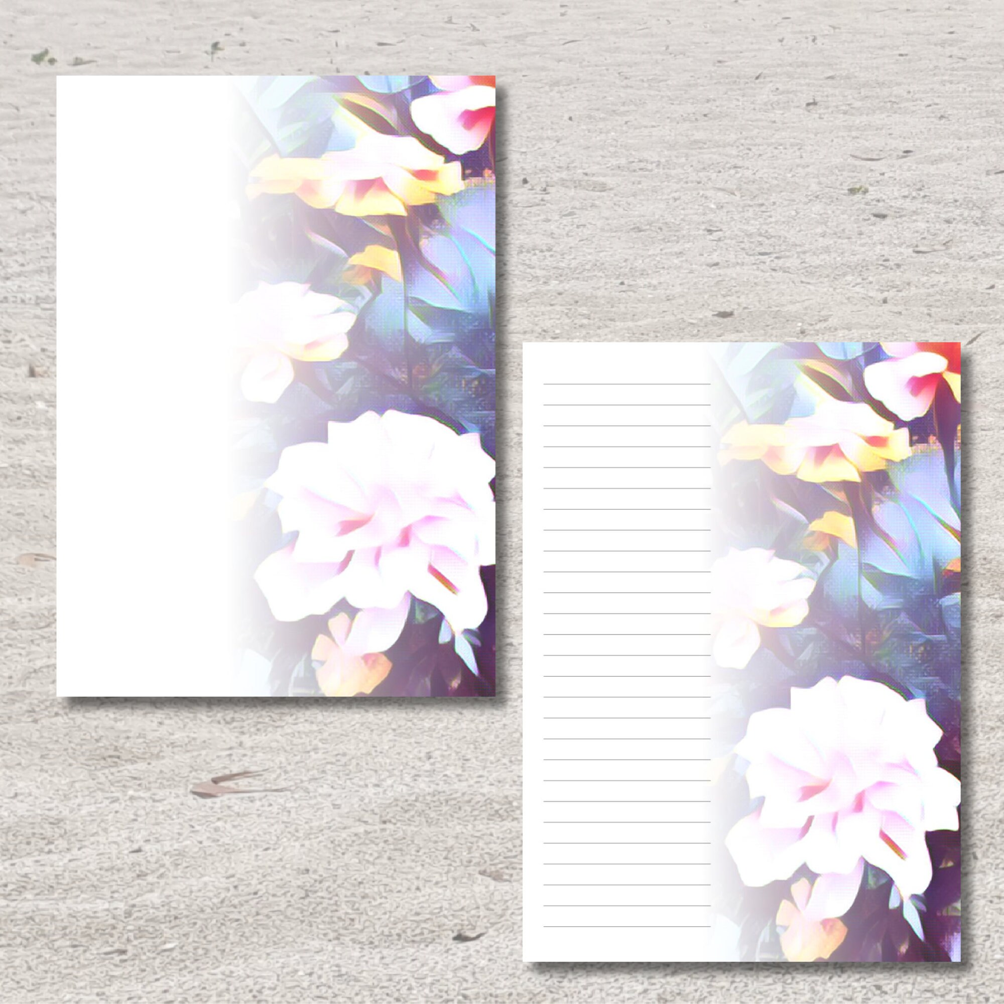 Printable Stationary, Flower and Tree Design, Lined and Blank, A4, A5 ...