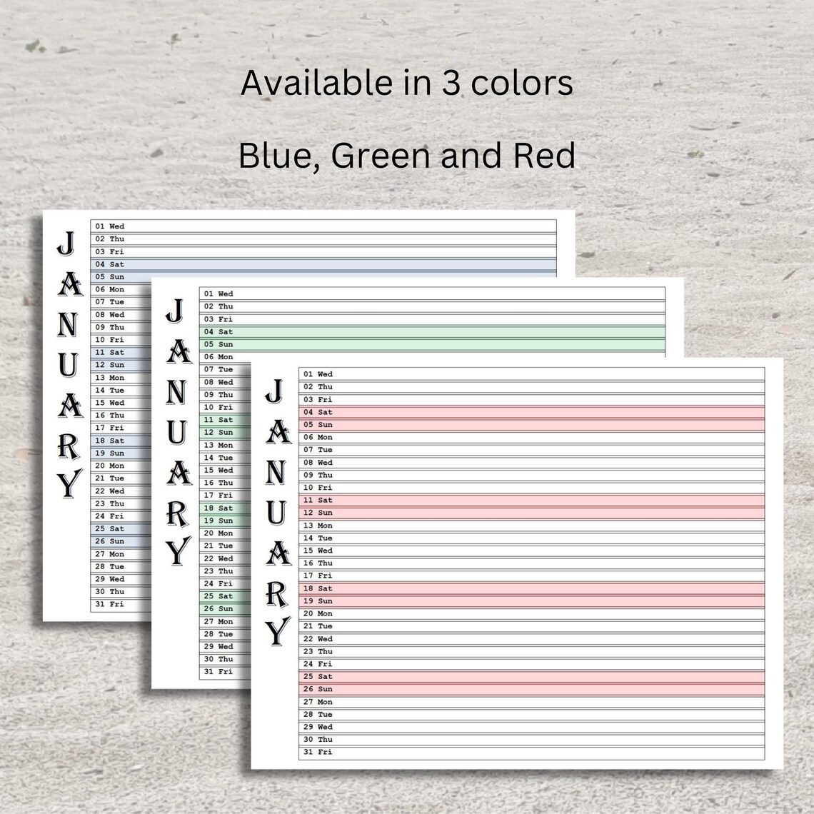 Printable 2025 Calendar, Landscape, A4, A5 and Letter Size, PDF - Etsy