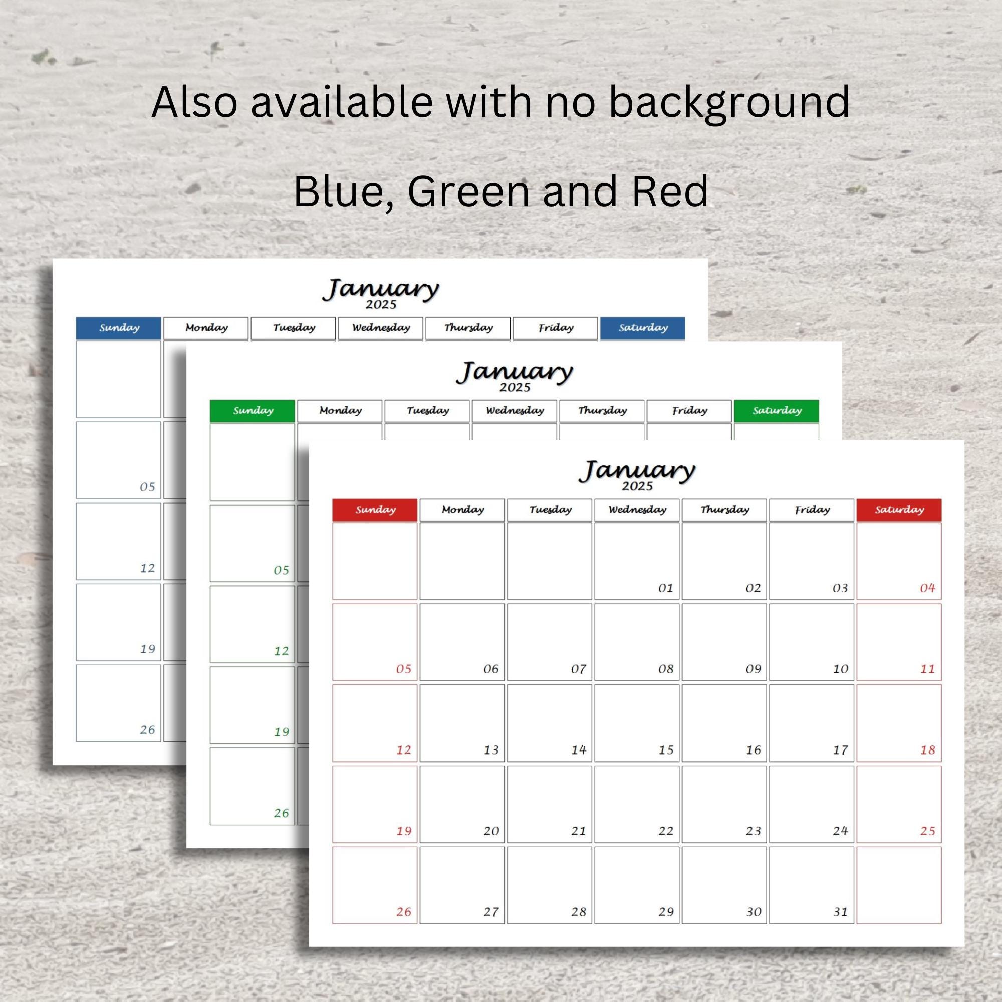 Printable 2025 Calendar, Sunday Start, Landscape, A4 , A5 and Letter ...