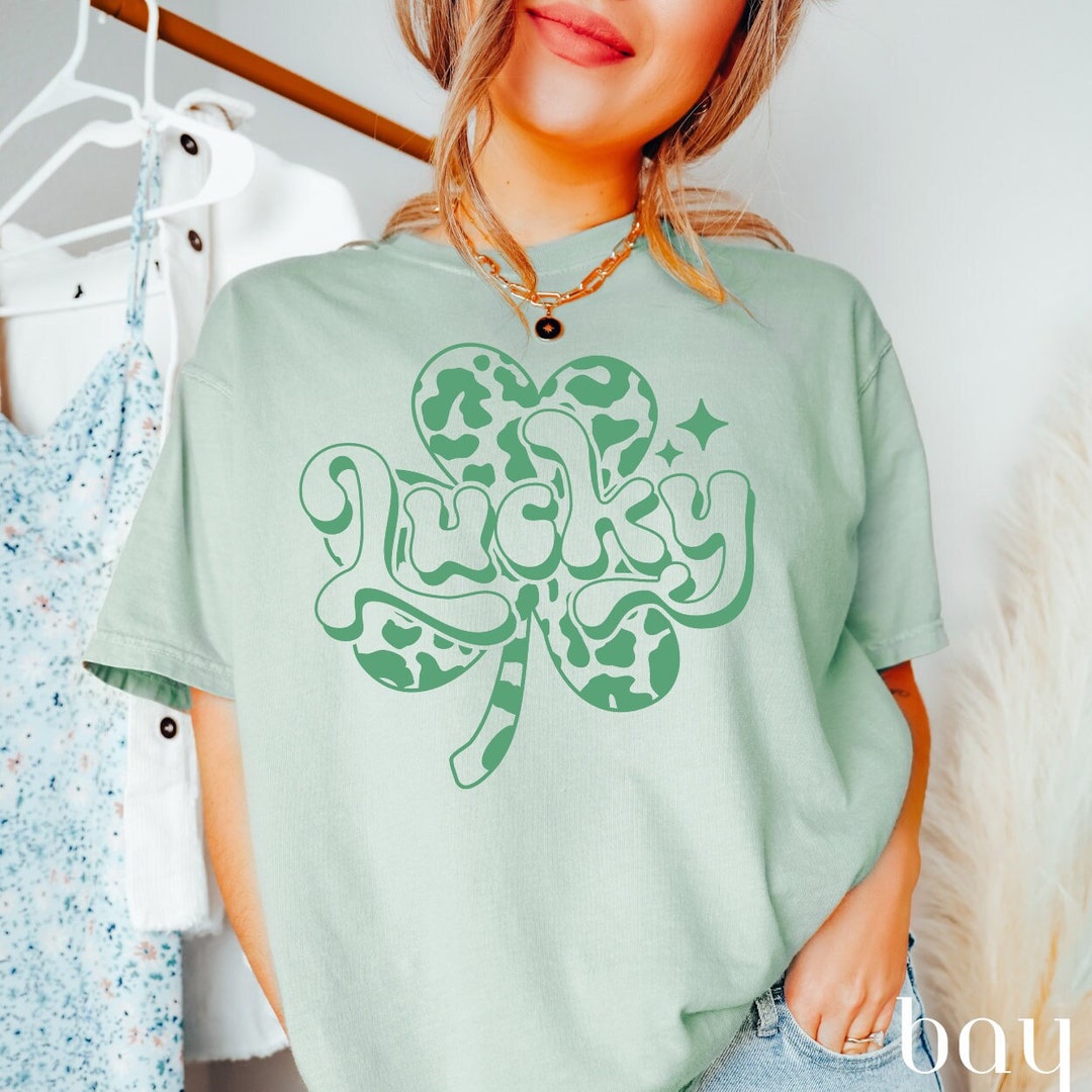 Lucky Clover Comfort Colors Shirt, Cute St Patrick's Day Tee, Leopard ...
