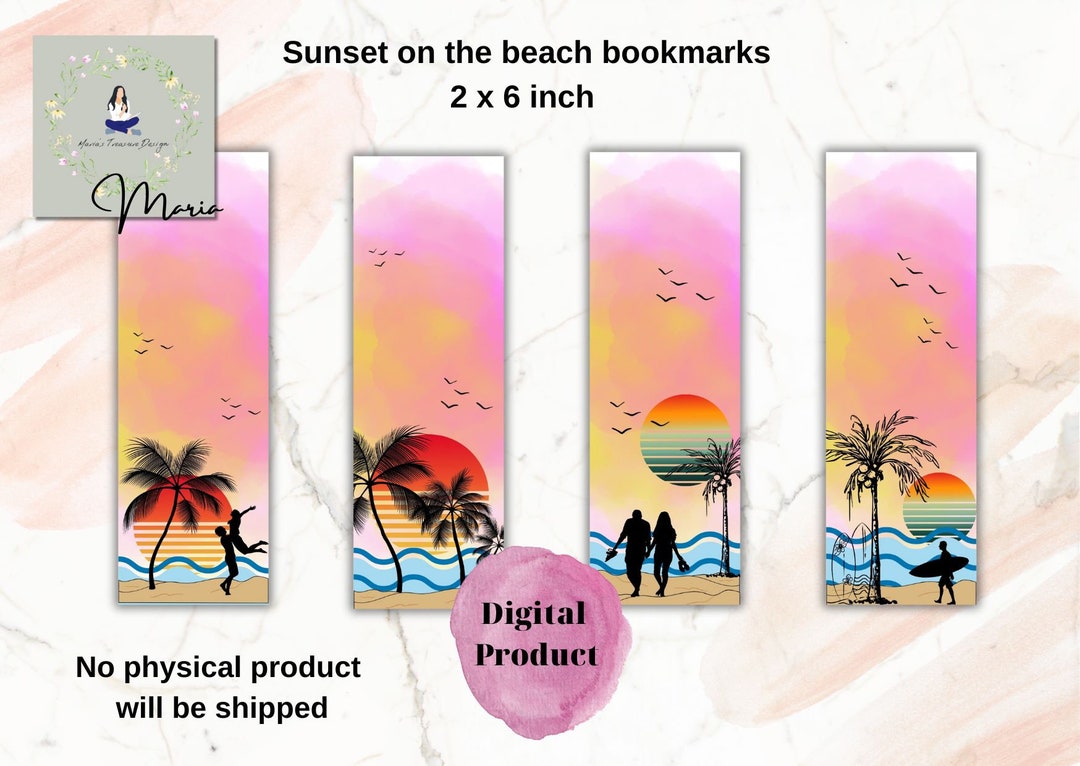 Sunset on the Beach Bookmarks Printable Bookmarks 4 - Etsy