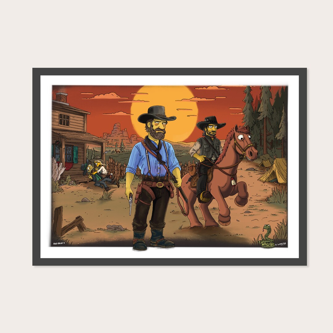 Red Dead Landscape Video Game Fanart Print, Video Game Crossover Art ...