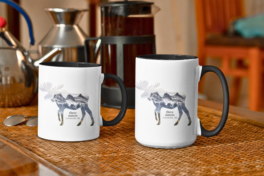 Three Sisters Moose Coffee Mug With Color Inside, 3 Sisters Canmore ...