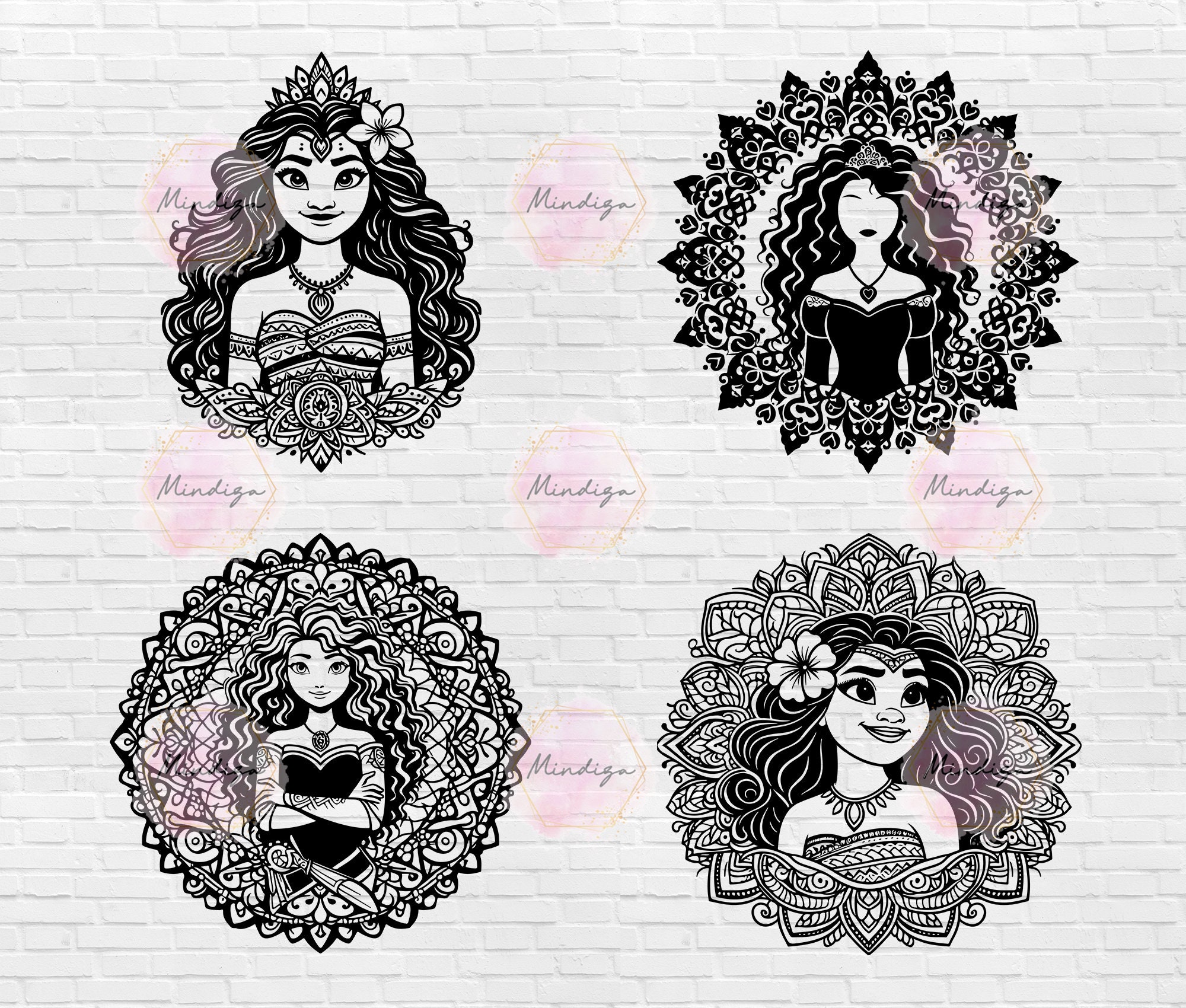 20 Cartoon Princess Svg Bundle, Princess Cartoon Svg, Intricate Weeding ...