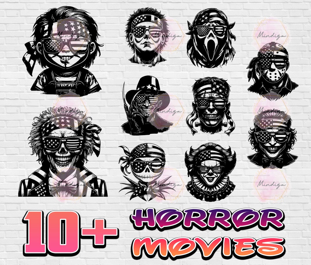 10 Horror Characters Svg Bundle Sublimation, Scary Movies Svg ...