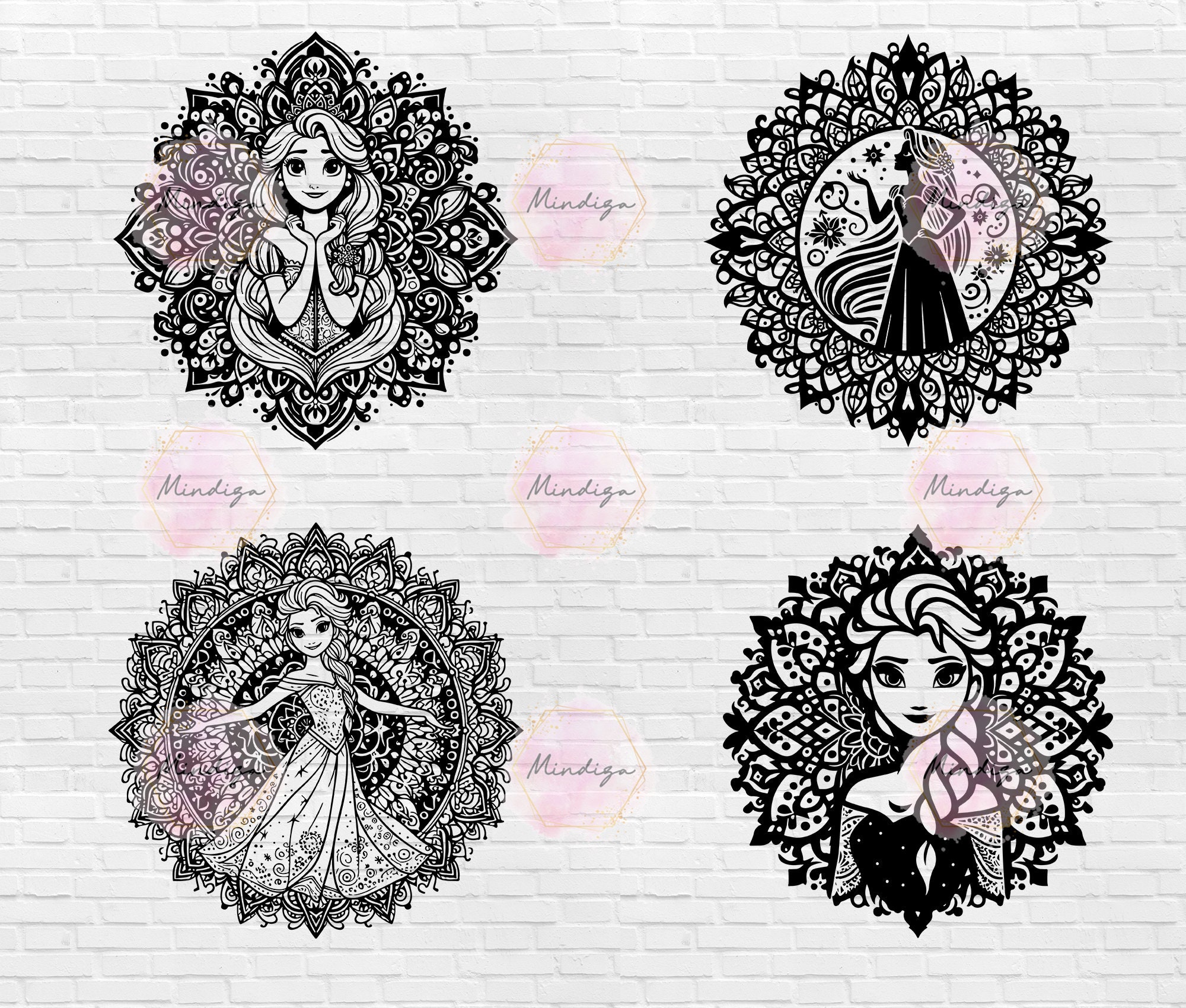 20 Cartoon Princess Svg Bundle, Princess Cartoon Svg, Intricate Weeding ...