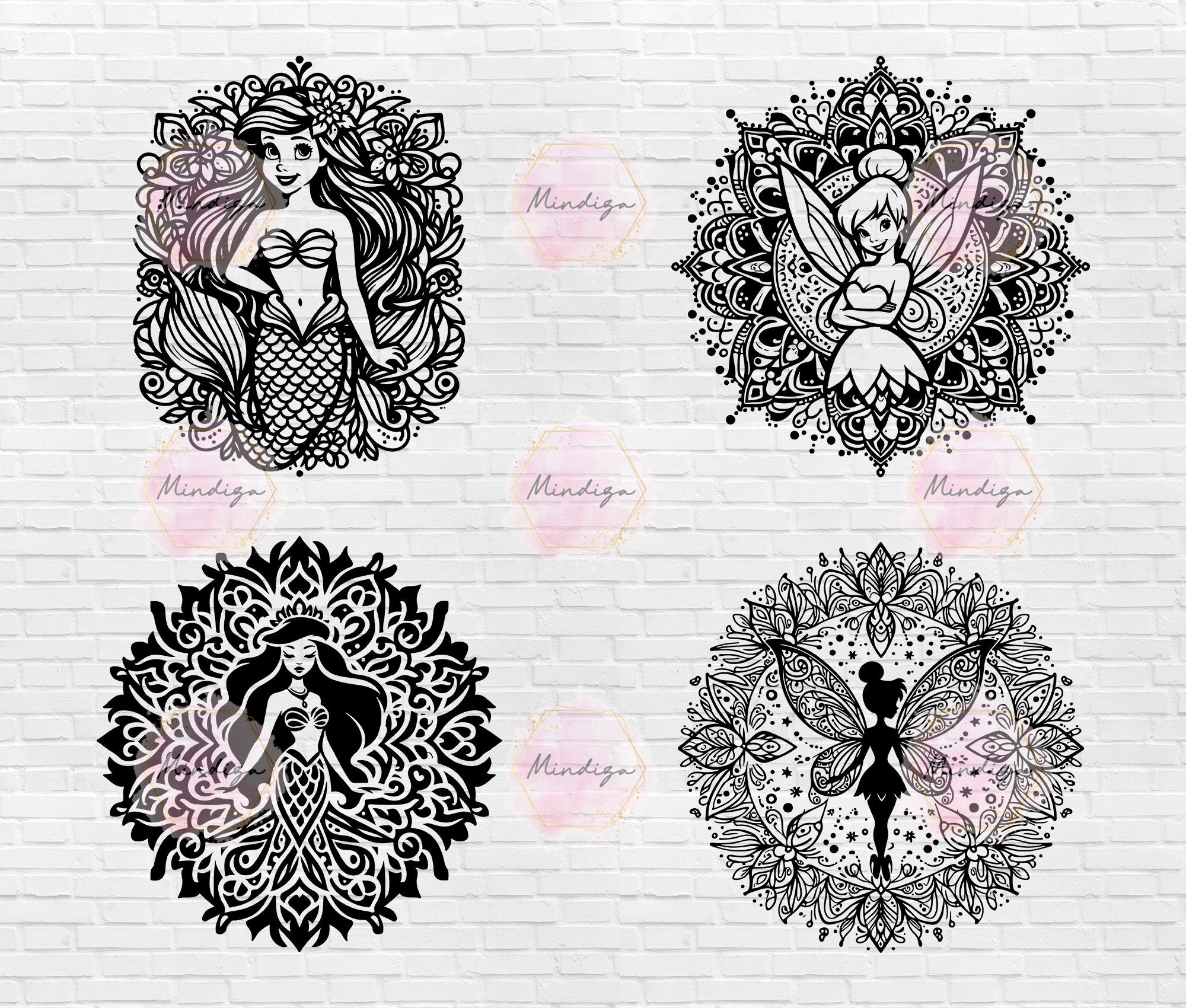 20 Cartoon Princess Svg Bundle, Princess Cartoon Svg, Intricate Weeding ...