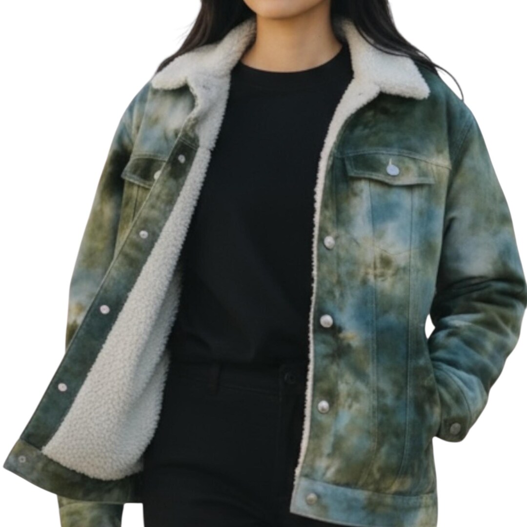 NEW H&M Divided Jacket, Size Small, Hand Dyed Mossy Green/blue - Etsy