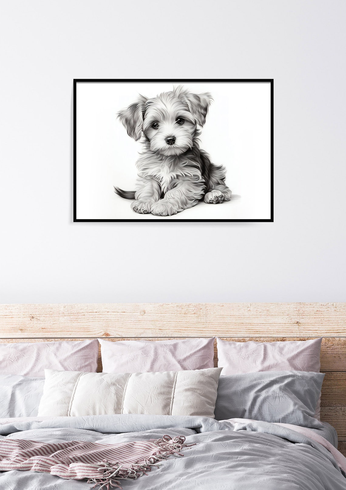 Cute Morkie Puppy Pencil Sketch A High-quality Wall Art Digital ...