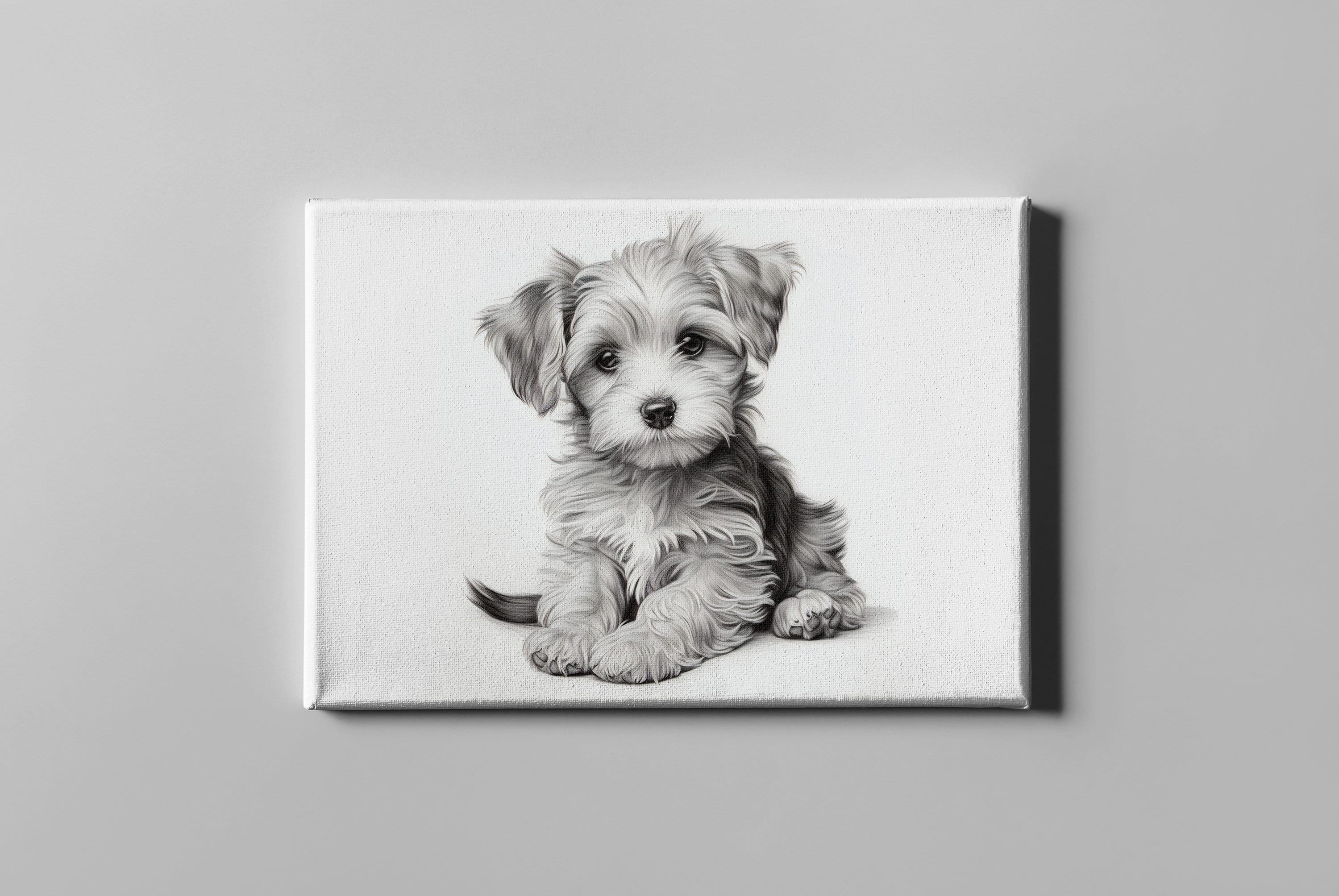 Cute Morkie Puppy Pencil Sketch A High-quality Wall Art Digital ...