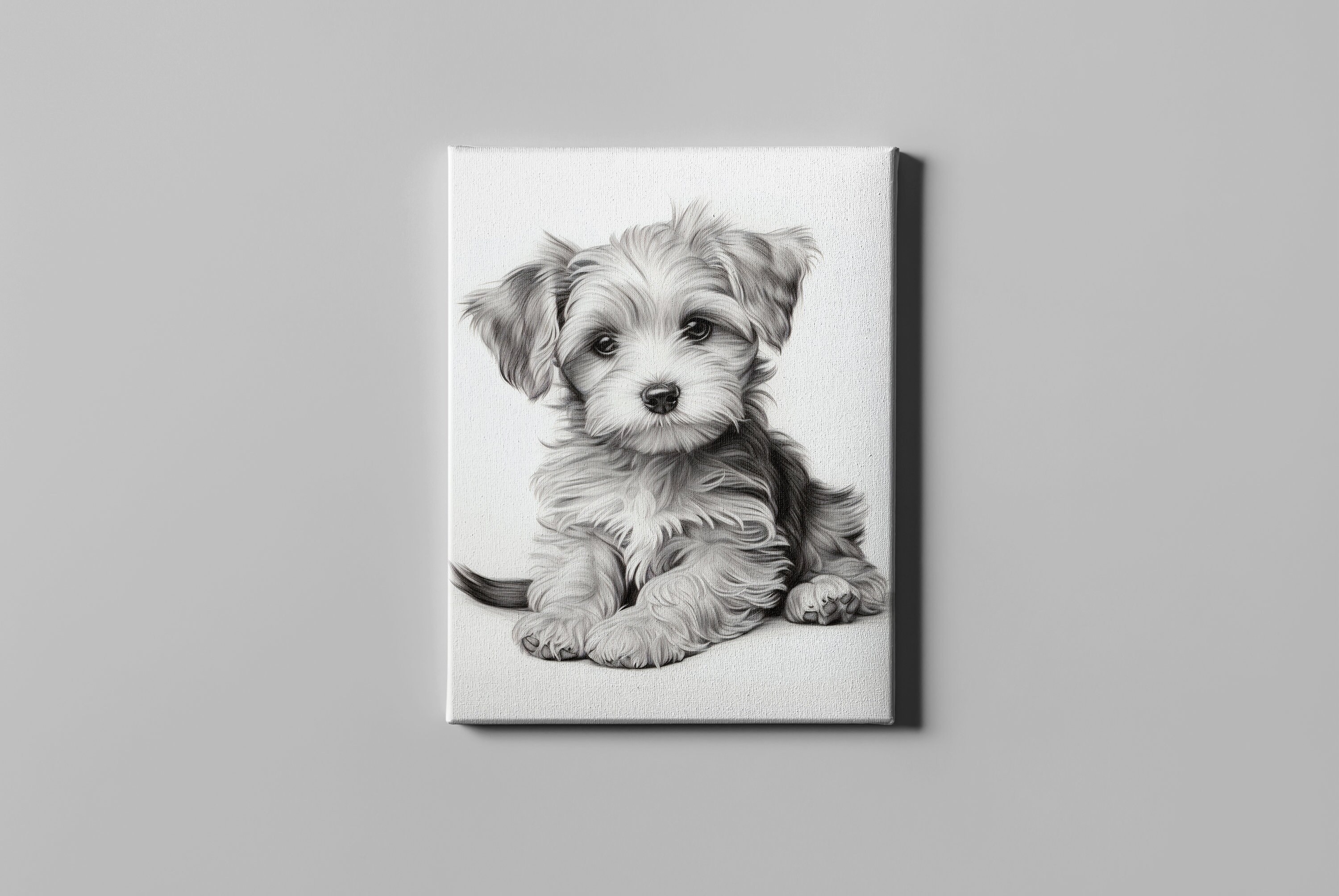 Cute Morkie Puppy Pencil Sketch A High-quality Wall Art Digital ...