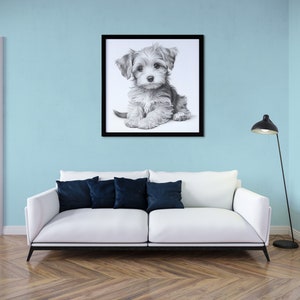 Cute Morkie Puppy Pencil Sketch A High-quality Wall Art Digital ...