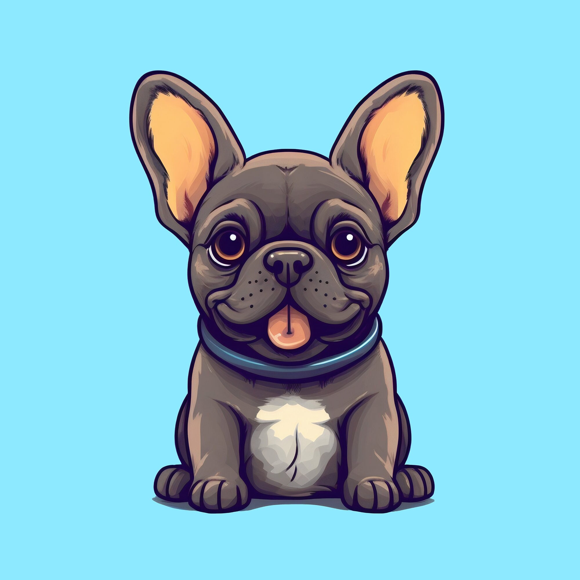 Cute French Bulldog Cartoon Illustration Digital Print on - Etsy