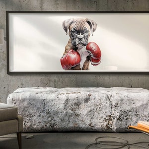 A Boxer Dog Boxing! Portrait Sketch of a Boxer Dog Wearing Boxing ...