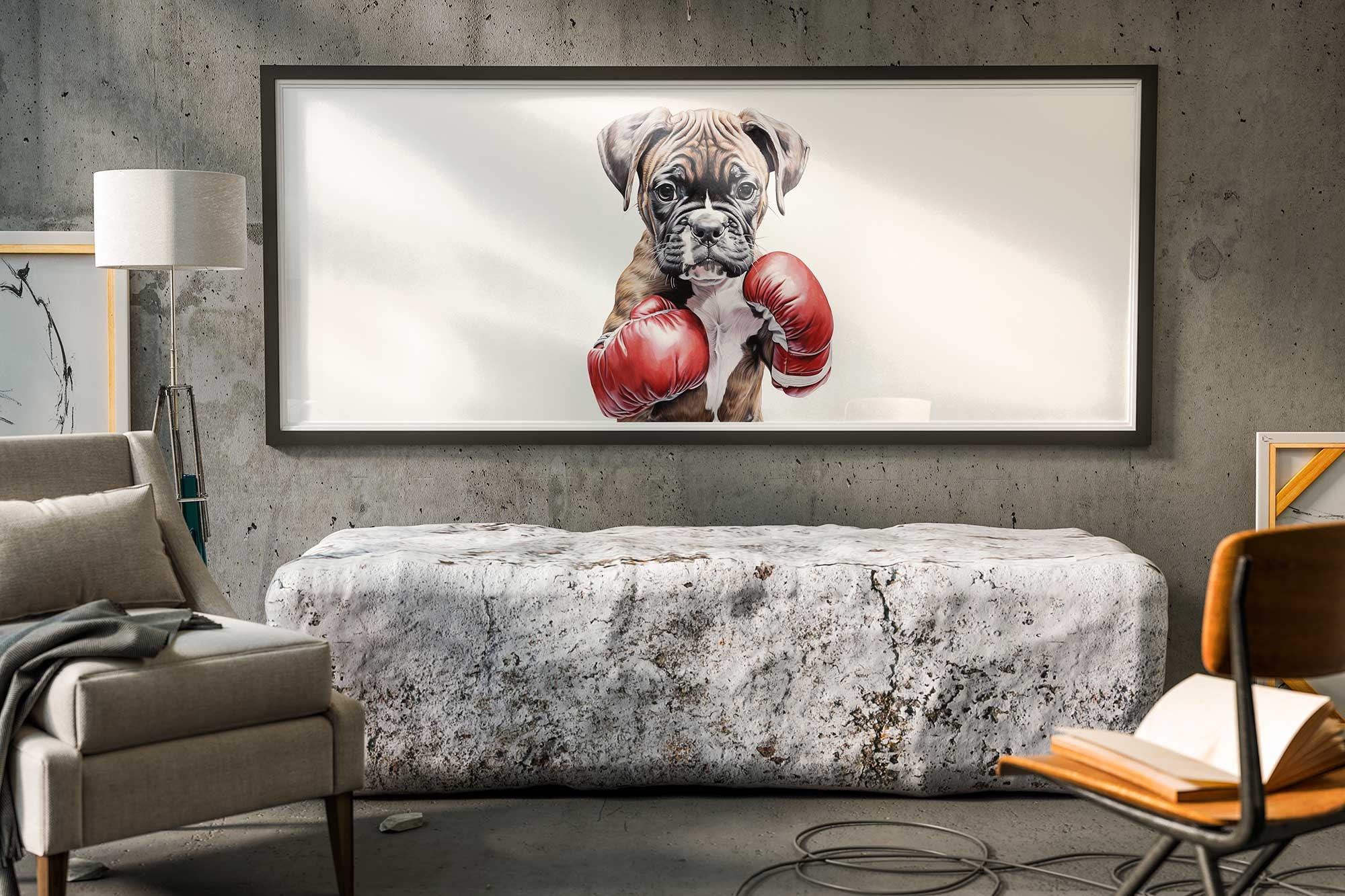 A Boxer Dog Boxing! Portrait Sketch of a Boxer Dog Wearing Boxing ...