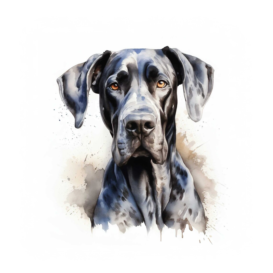 Great Dane Watercolor Painting | A High Quality Wall Art Digital ...
