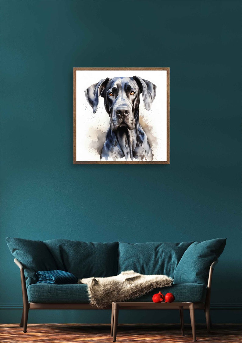 Great Dane Watercolor Painting | A High Quality Wall Art Digital ...