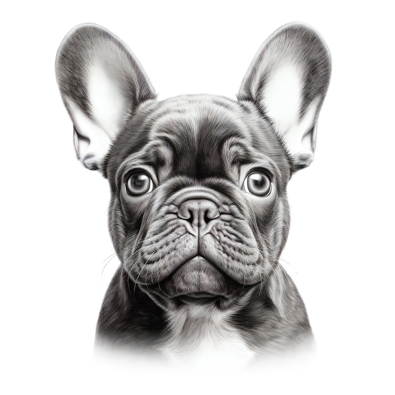 Cute French Bulldog Sketch Pencil Portrait | A High-quality Wall Art ...