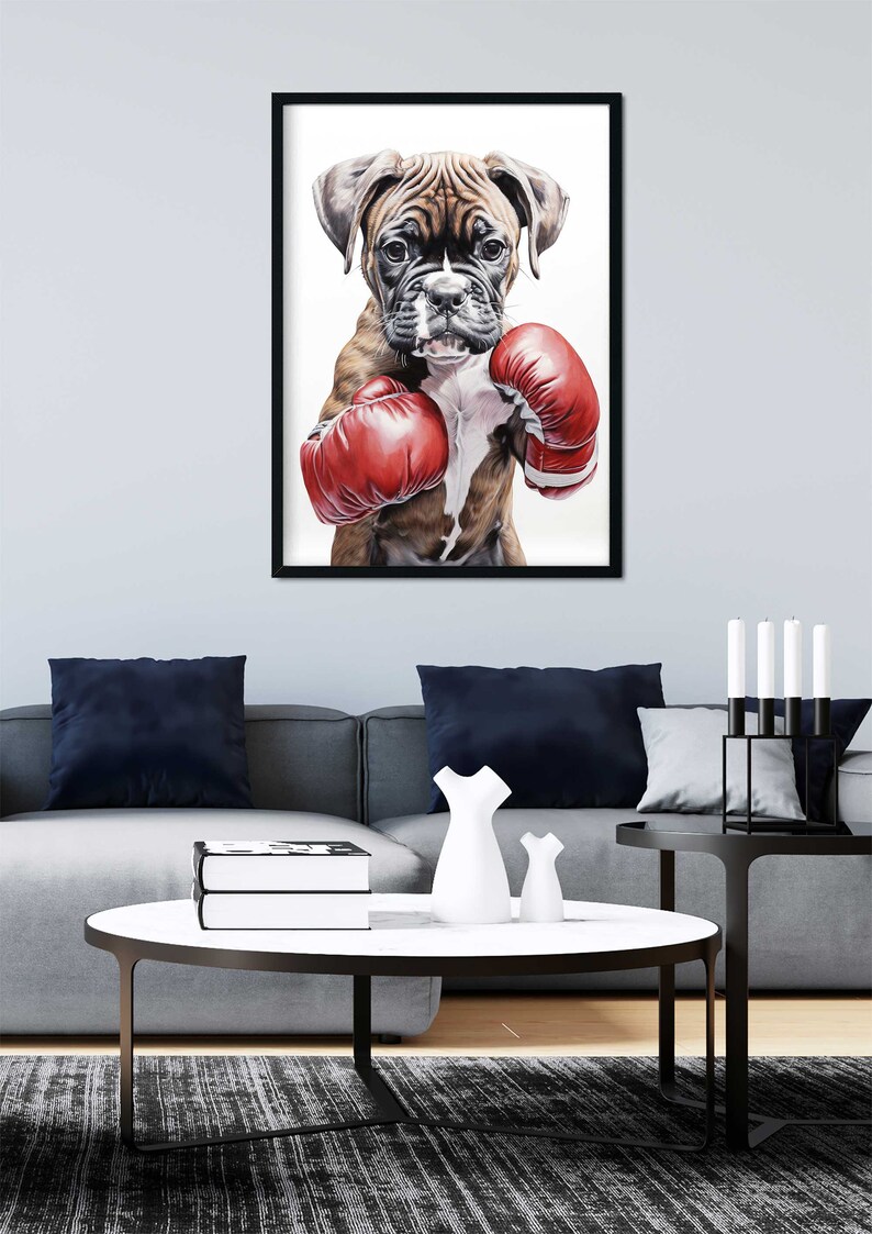 A Boxer Dog Boxing! Portrait Sketch of a Boxer Dog Wearing Boxing ...