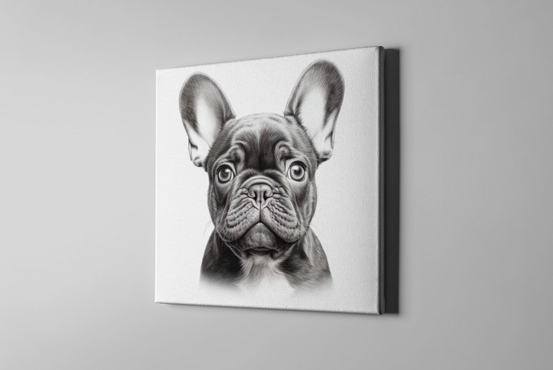 Cute French Bulldog Sketch Pencil Portrait | A High-quality Wall Art ...
