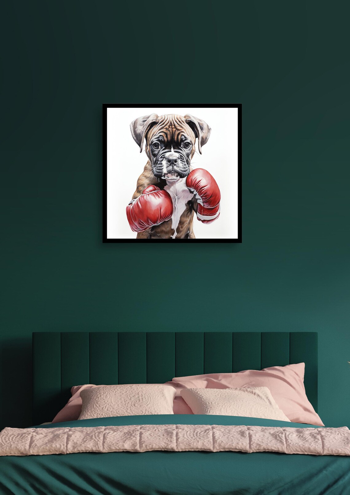 A Boxer Dog Boxing Portrait Sketch of a Boxer Dog Wearing Boxing Gloves ...