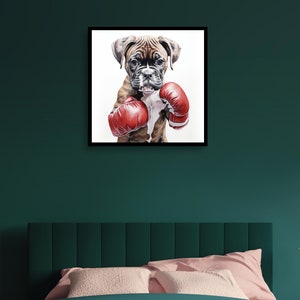 A Boxer Dog Boxing! Portrait Sketch of a Boxer Dog Wearing Boxing ...