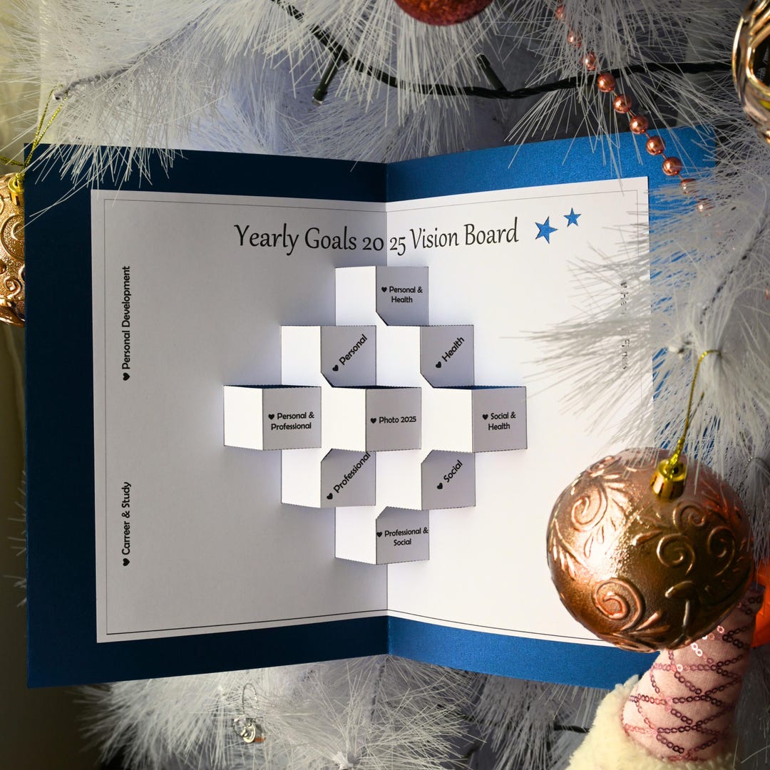 New Years 2025 Vision Board Pop Up, New Year Goals Card Template ...