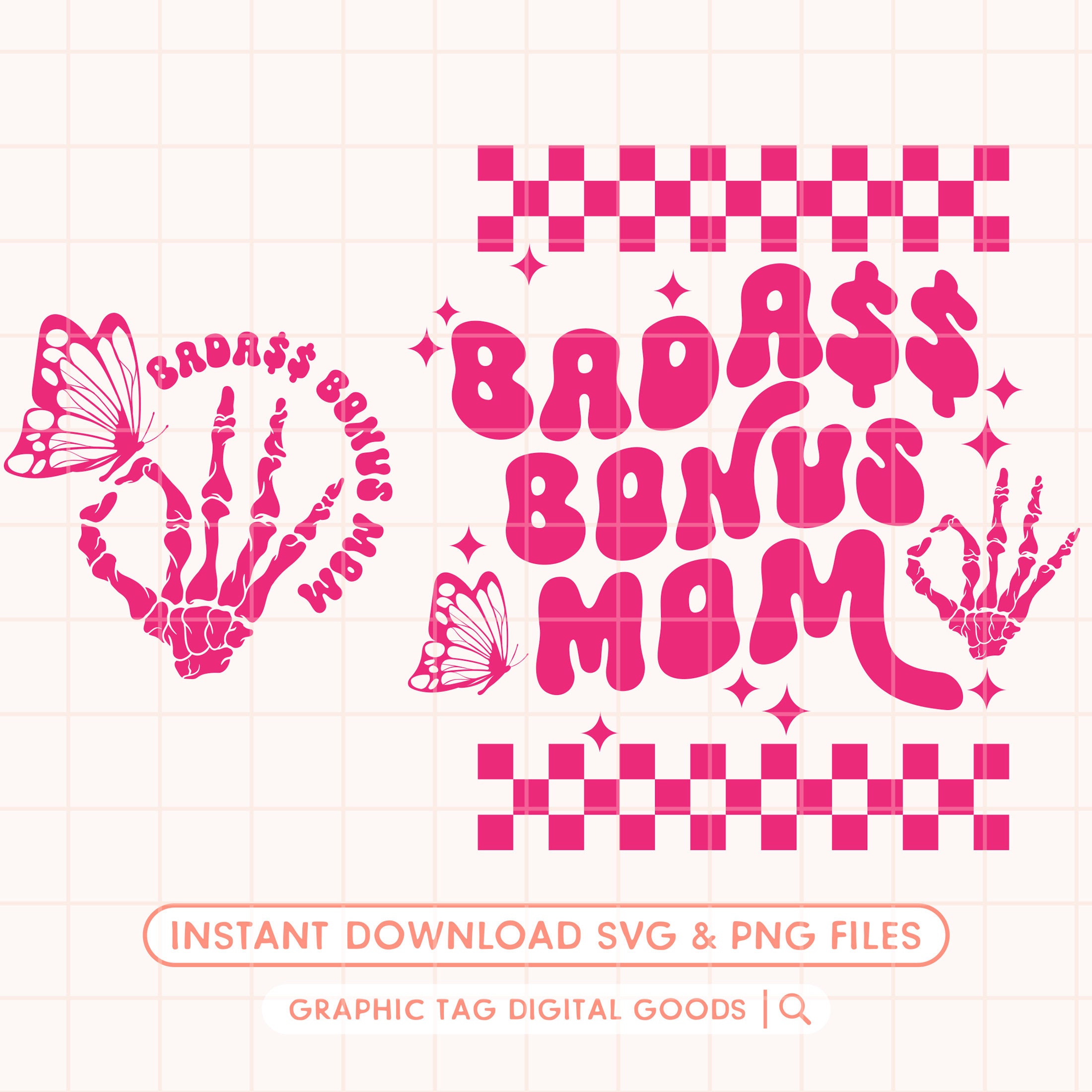 Badass Bonus Mom Hoodie Svg Png Sublimation Cut File Groovy Bonus Mom