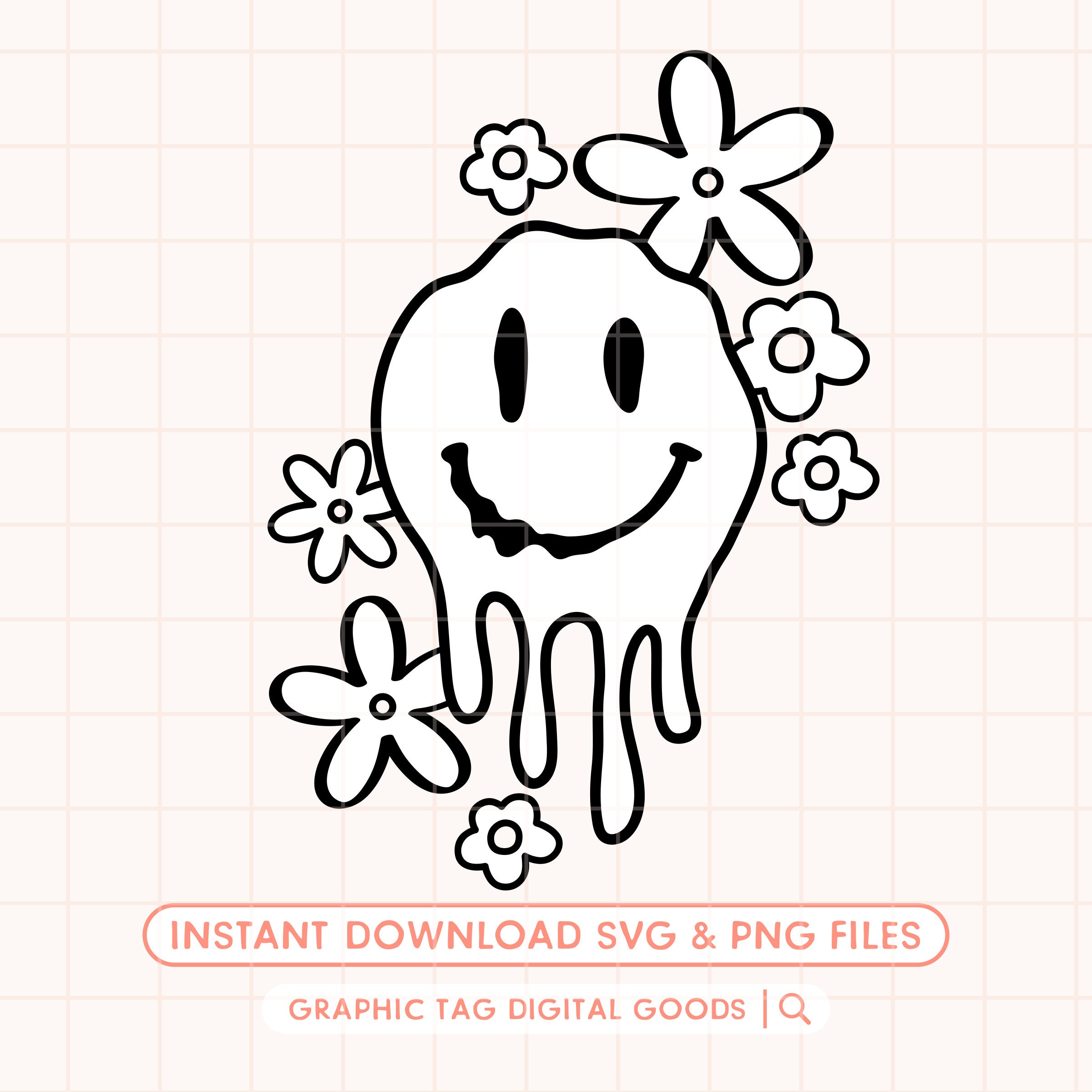 Smiley Face Shirt SVG PNG, Drippy Smiley Tshirt, Groovy Flower Smile ...