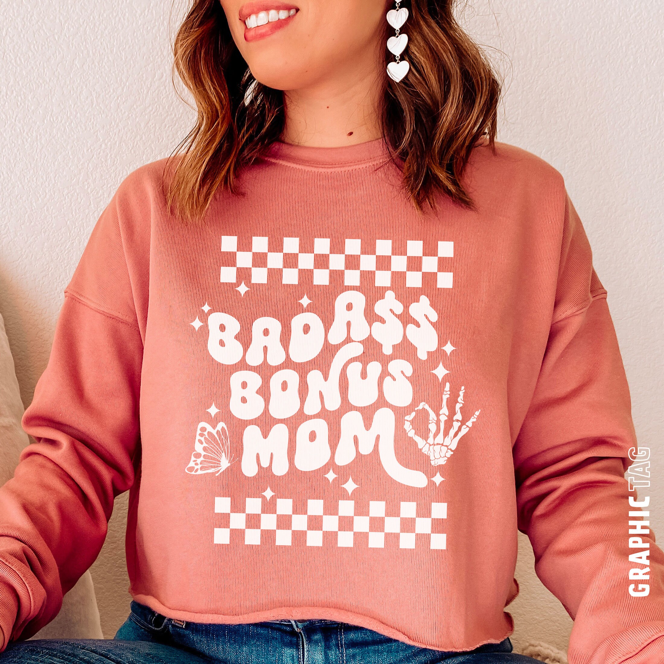 Badass Bonus Mom Hoodie Svg Png Sublimation Cut File Groovy Bonus Mom