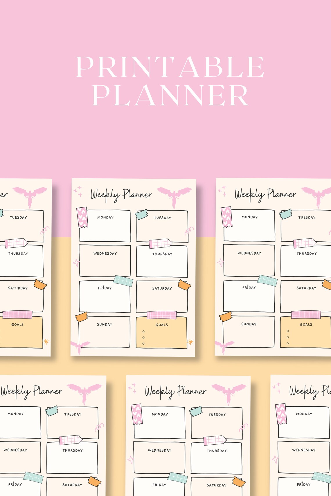 Weekly Planner Printable to Do List, Minimal Weekly Schedule,angels ...