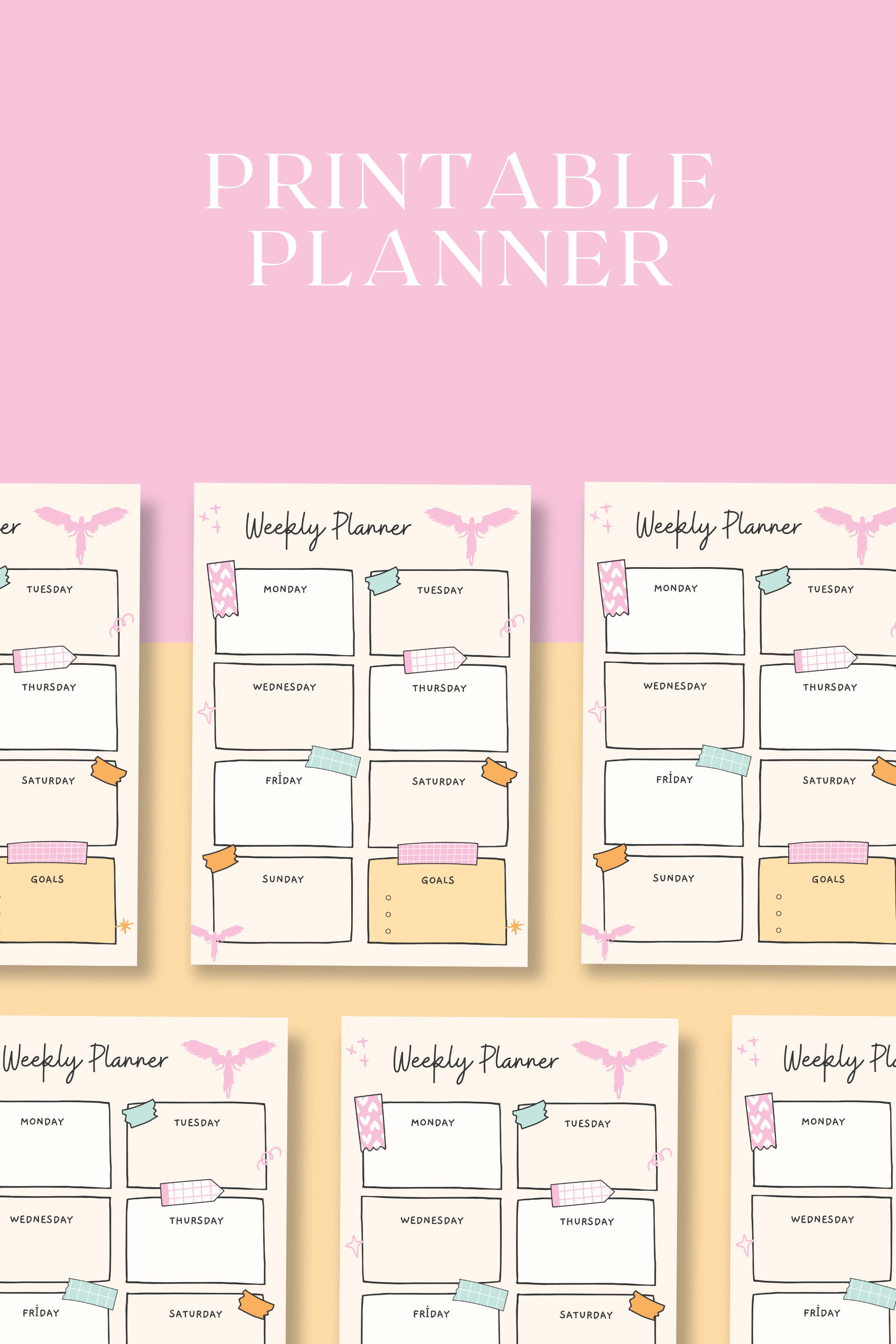 Weekly Planner Printable to Do List, Minimal Weekly Schedule,angels ...