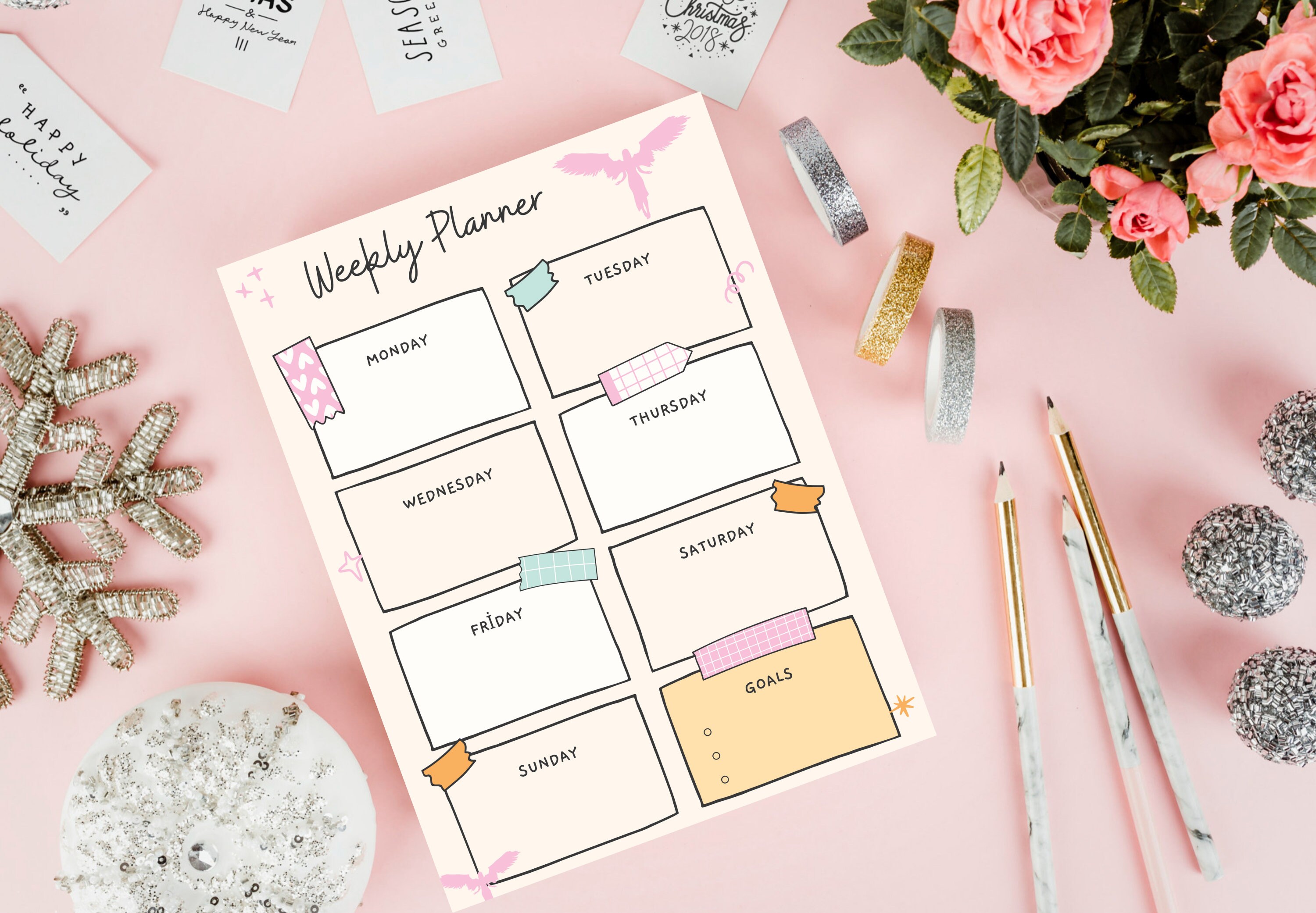 Weekly Planner Printable to Do List, Minimal Weekly Schedule,angels ...