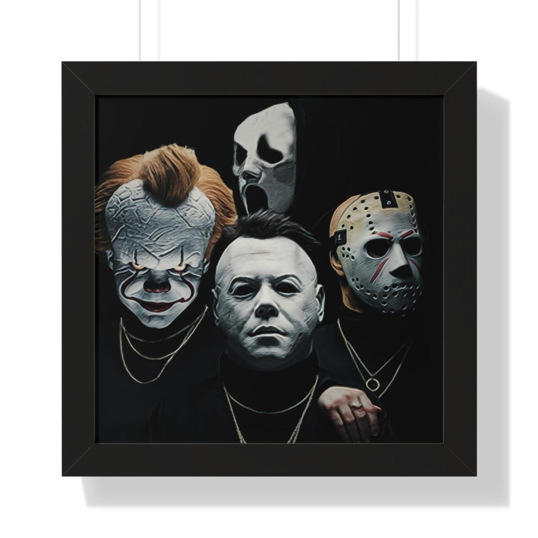 Póster enmarcado de villanos de terror: Pennywise, Freddy, Jason ...
