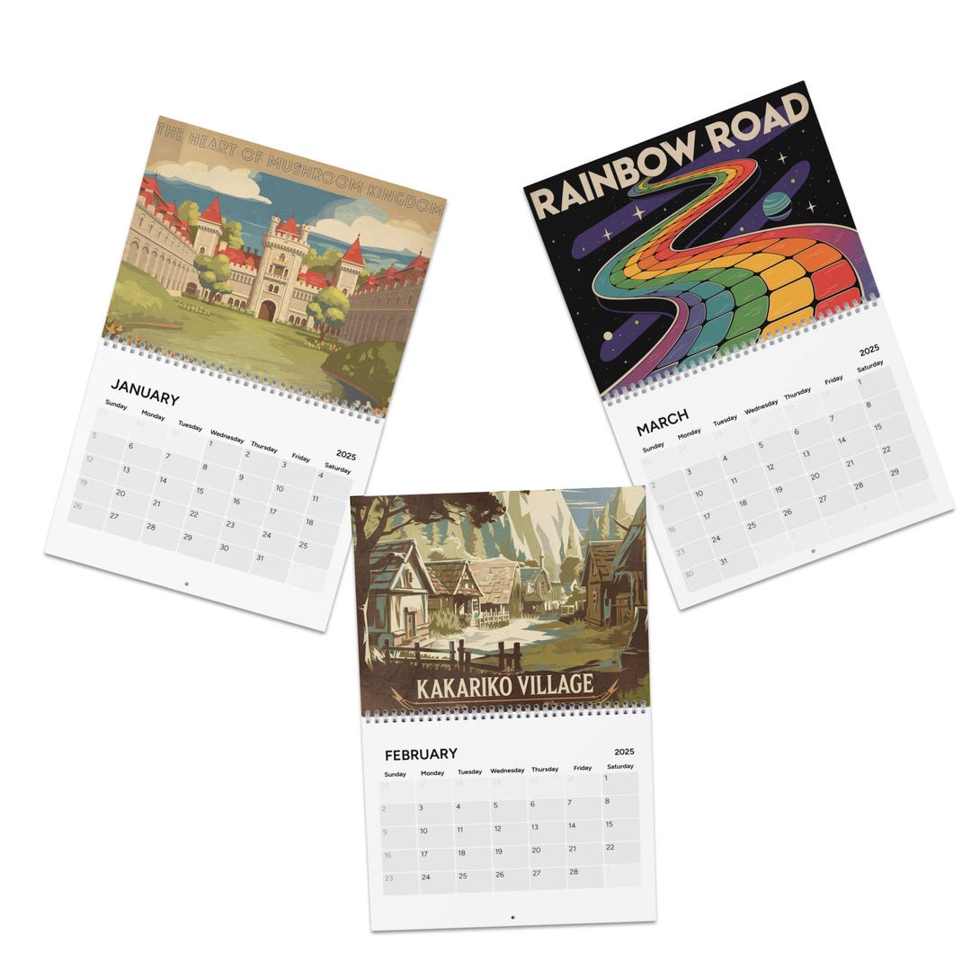 Vintage-inspired Retro Gaming Wall Calendar, Travel Down I64, Nostalgic ...
