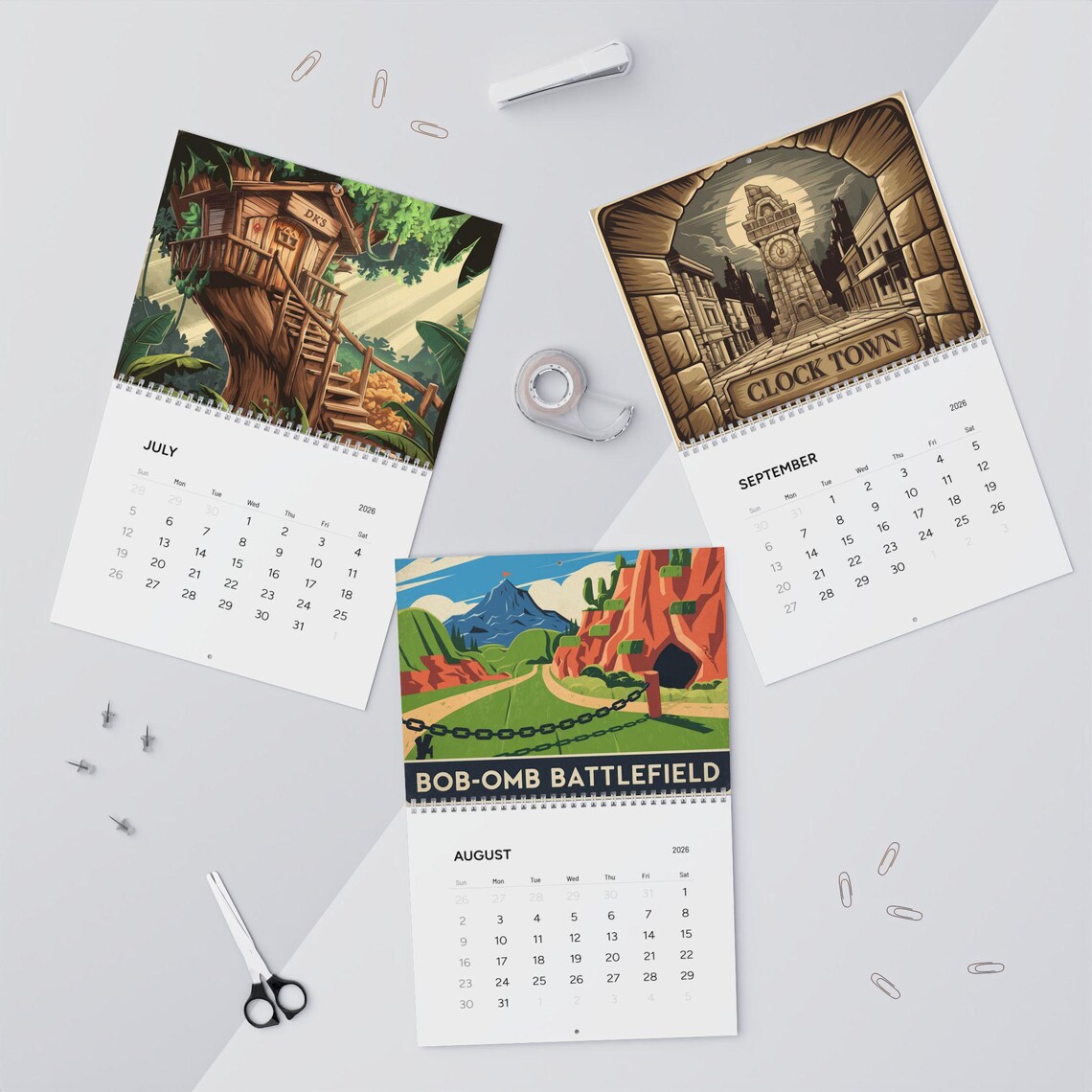 Vintage-inspired Retro Gaming Wall Calendar, Travel Down I64, Nostalgic ...