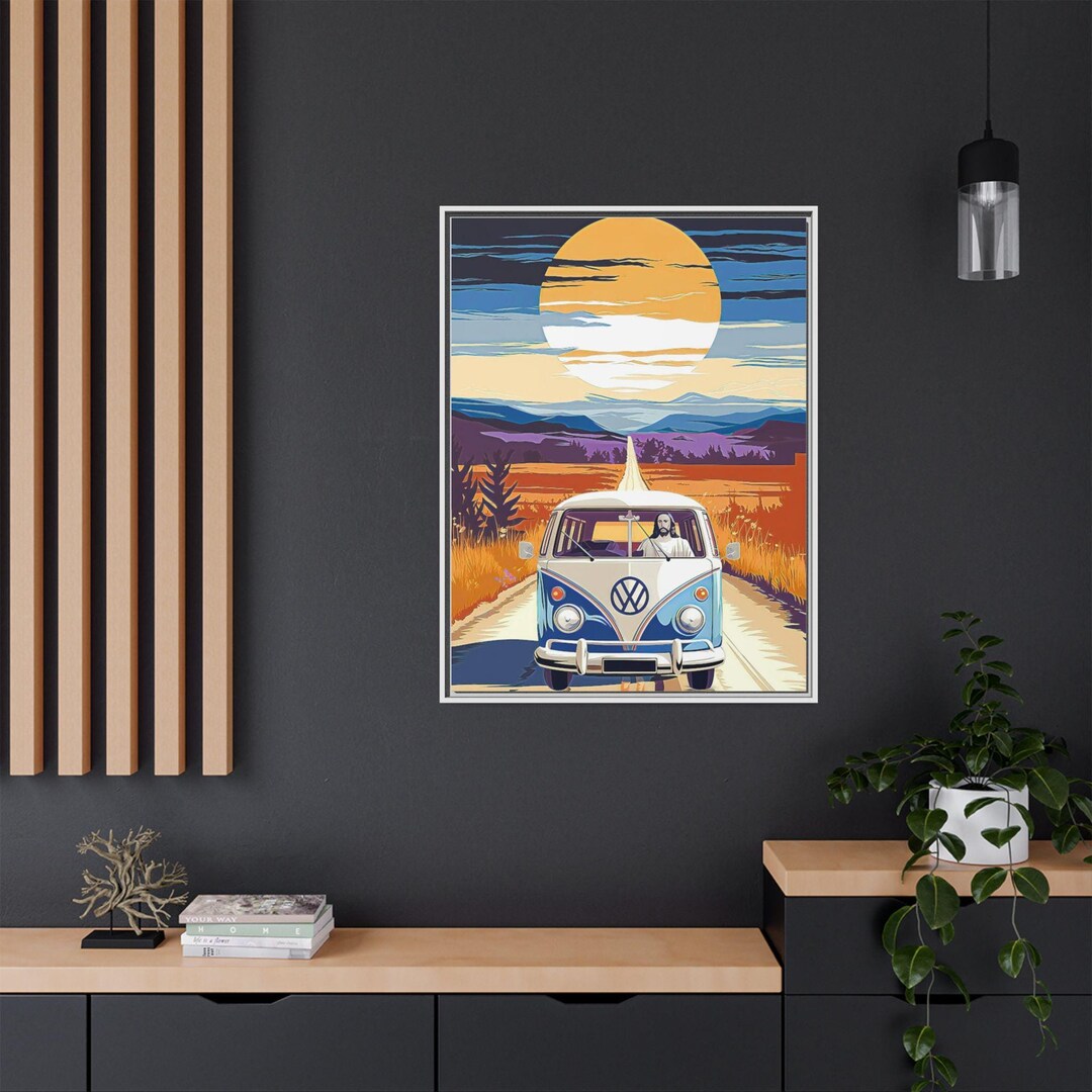 Jesus Drives Astrovan Framed Poster, Road Trip Faith Art - Etsy