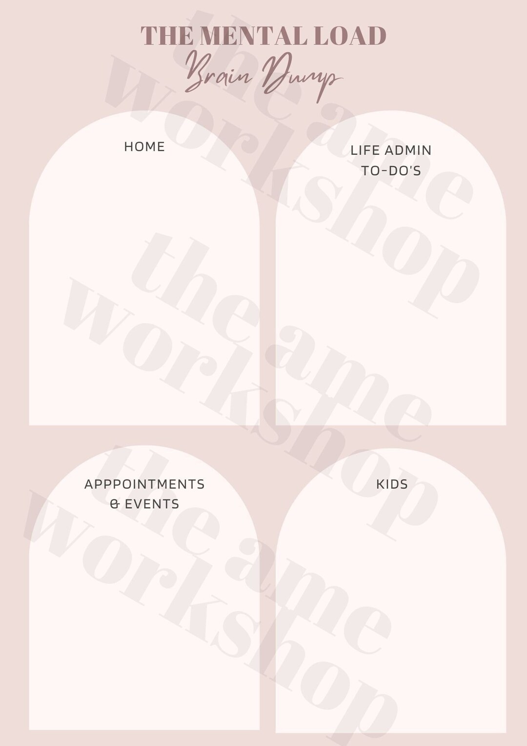 DIGITAL Pdf PRINTABLE the Mental Load Brain Dump Organiser List Diary ...