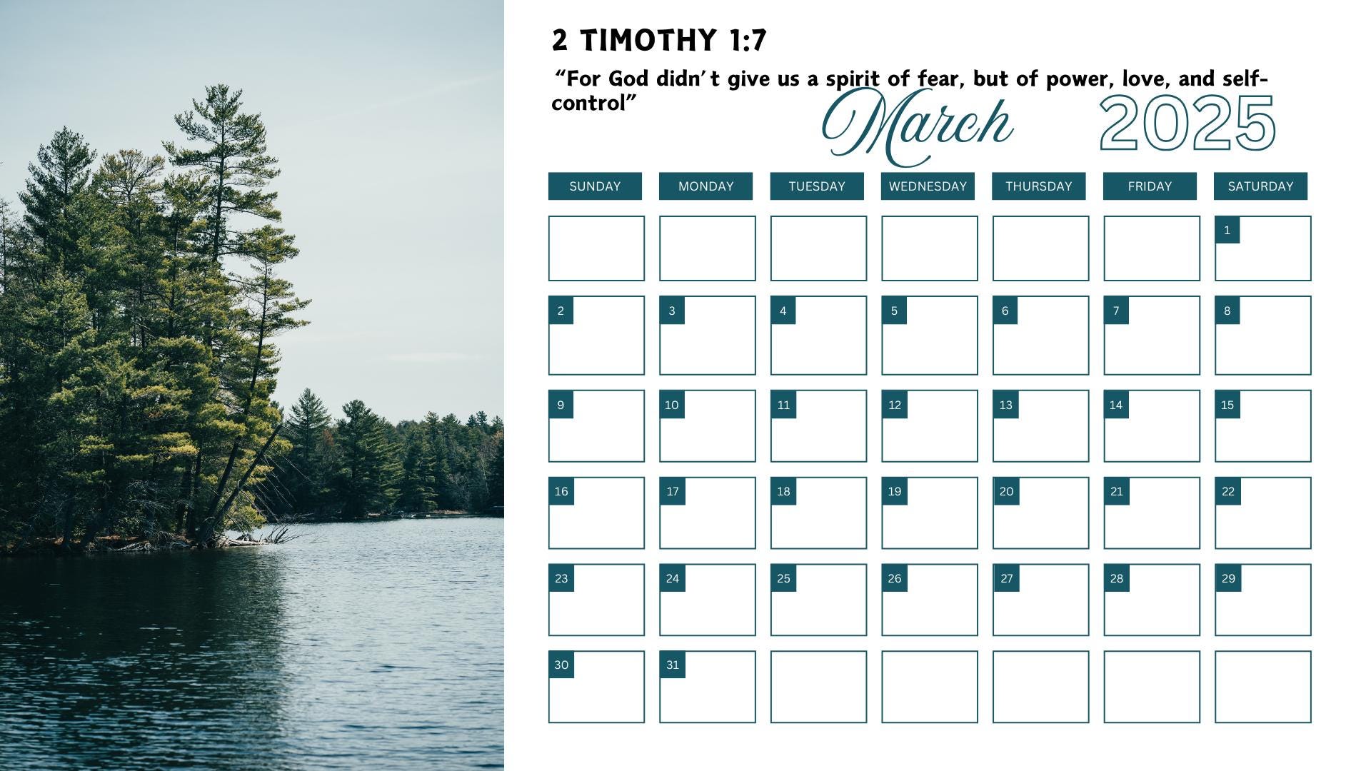 Digital Printable Biblical Calendar - Etsy