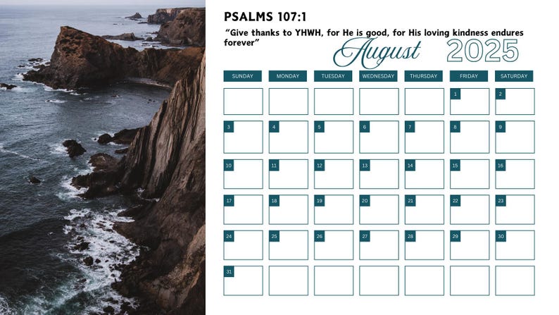 Digital Printable Biblical Calendar - Etsy